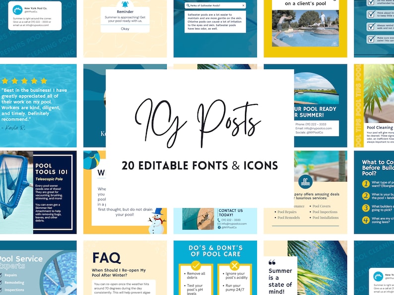 Pool Care Business | Pool Maintenance Posts | Canva Social Media Posts ...