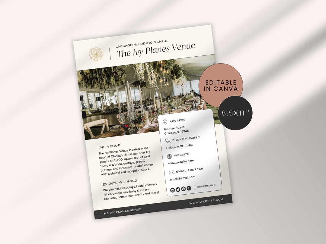 Wedding Venue Flyer | Event Venue Flyer | Event Rental Flyer | Party ...