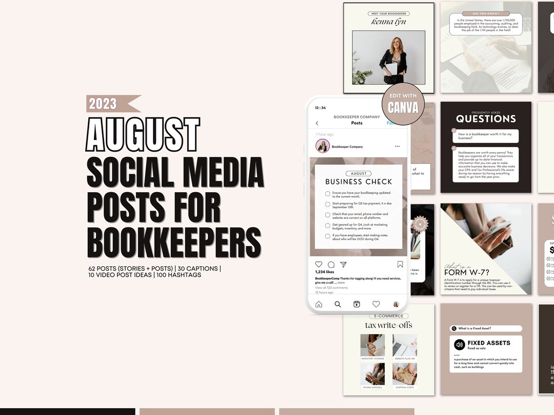 2023 August Bookkeeping Posts | August Bookkeeper Marketing | Captions ...
