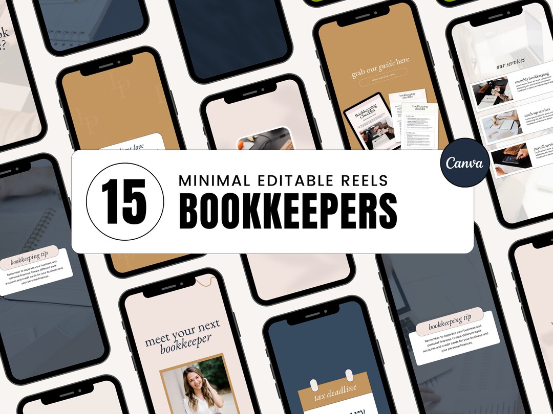 Minimalist Bookkeeping Social Media Reels | Bookkeeper Canva Template ...