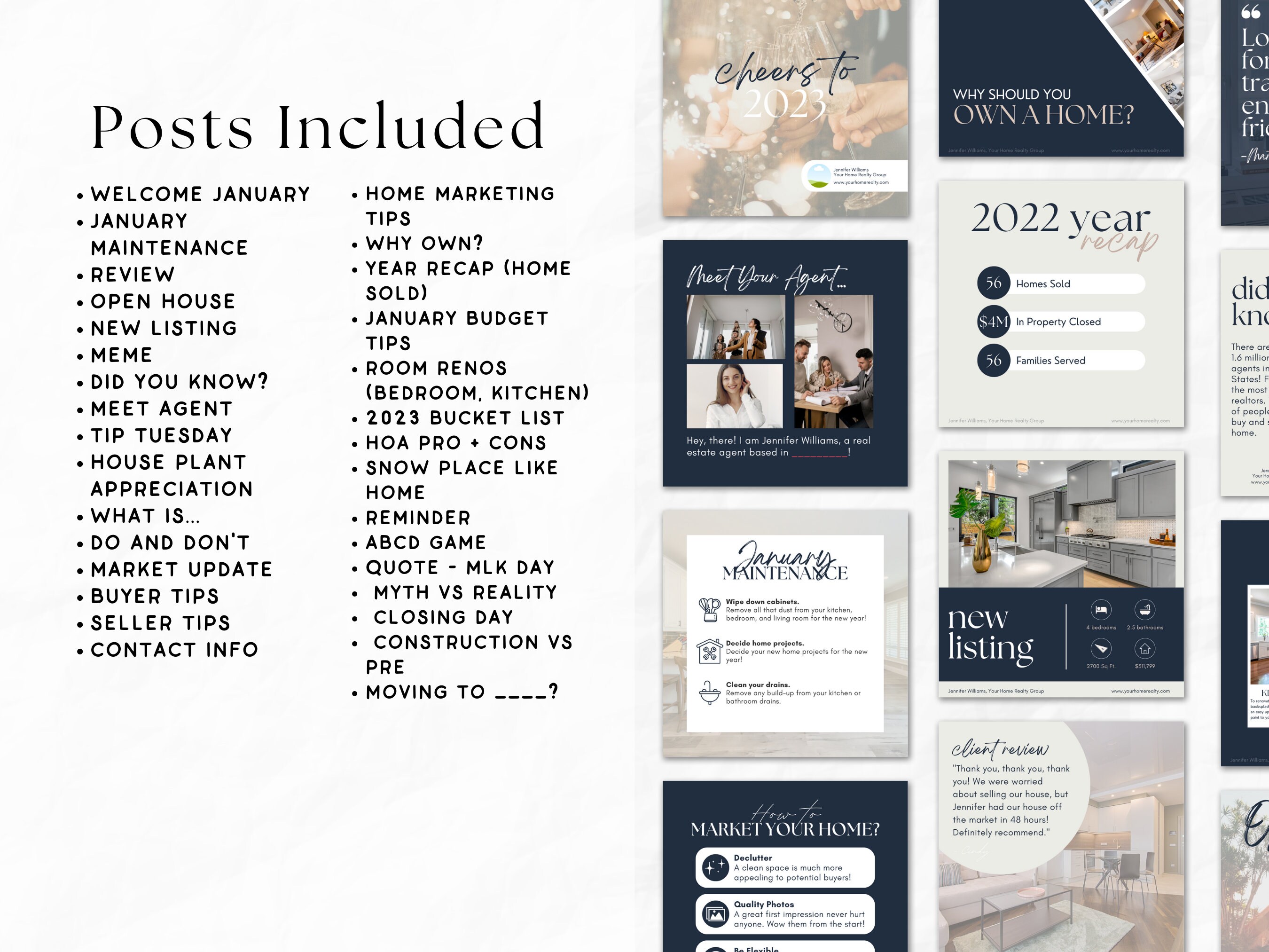 Blue January Real Estate Posts New Year Real Estate Marketing Captions ...