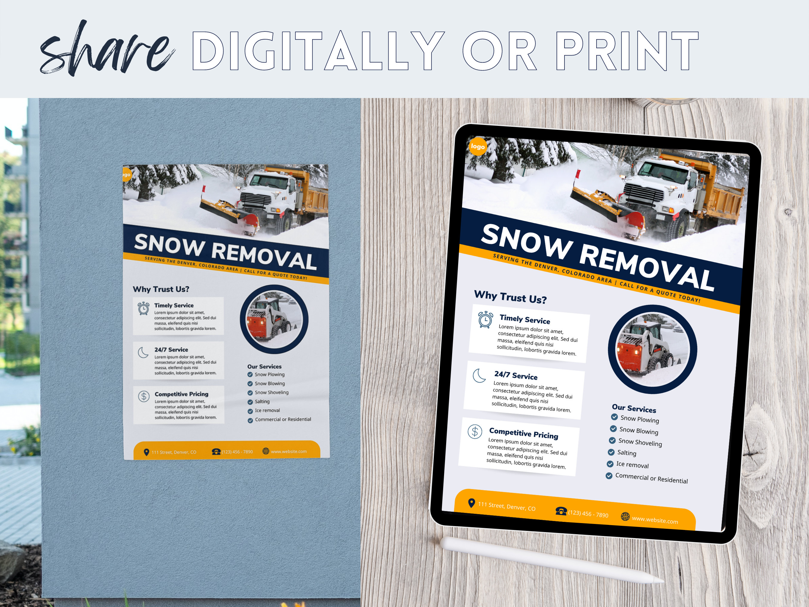 Snow Removal Flyer | Snow Removal Services | Snow Plow Company | Snow ...