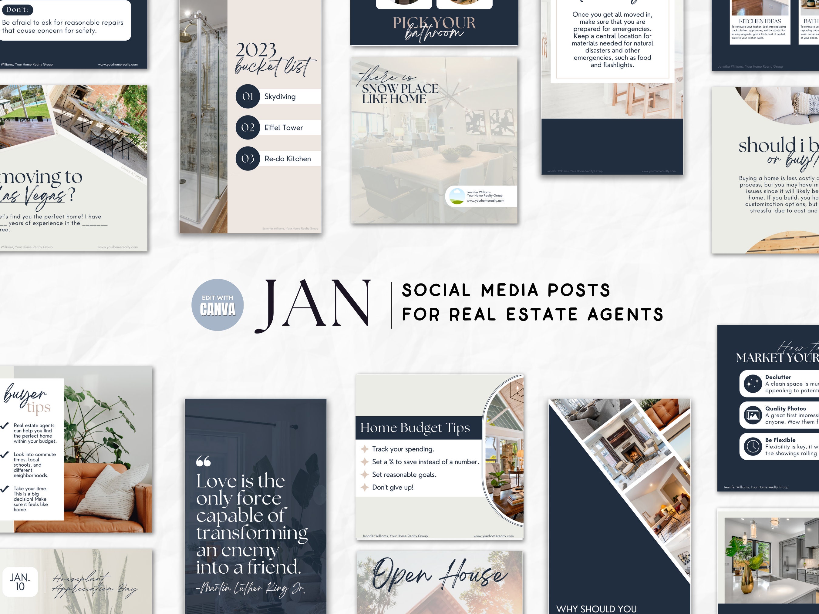 Blue January Real Estate Posts New Year Real Estate Marketing Captions ...