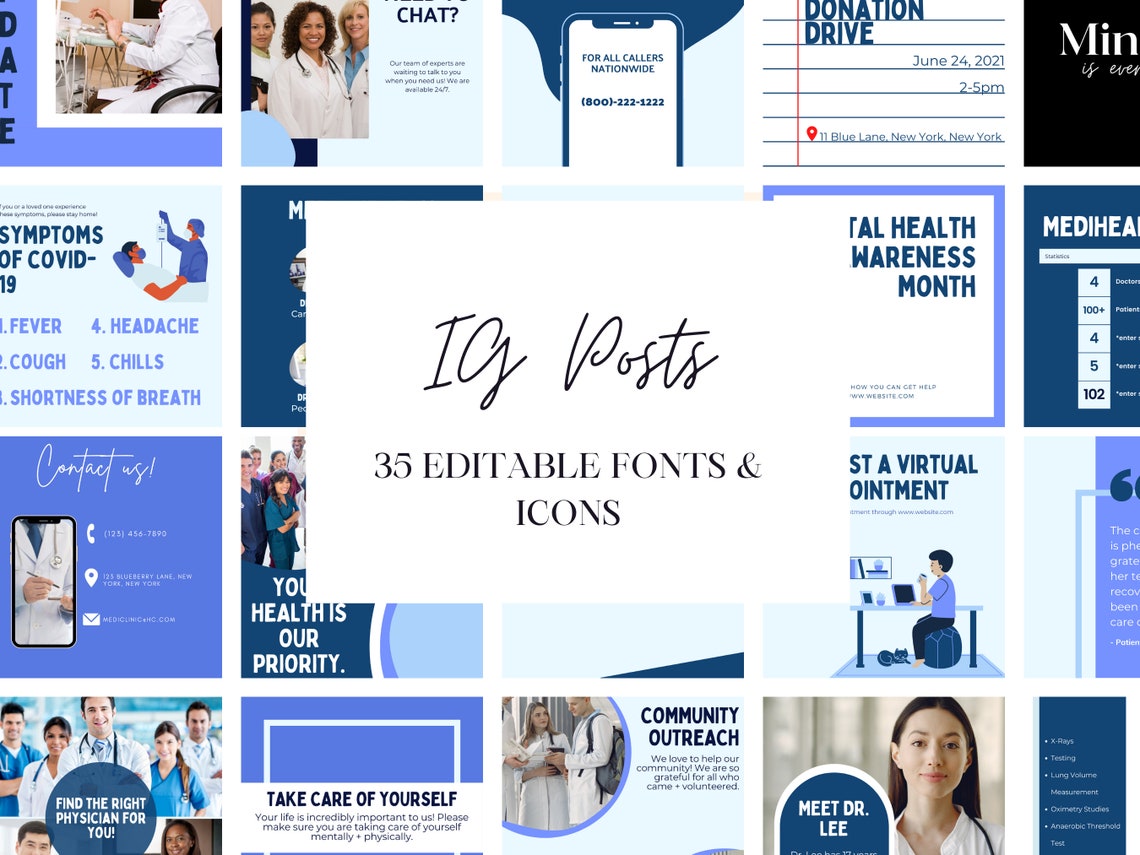 Healthcare Instagram Templates Medical Instagram Templates | Etsy