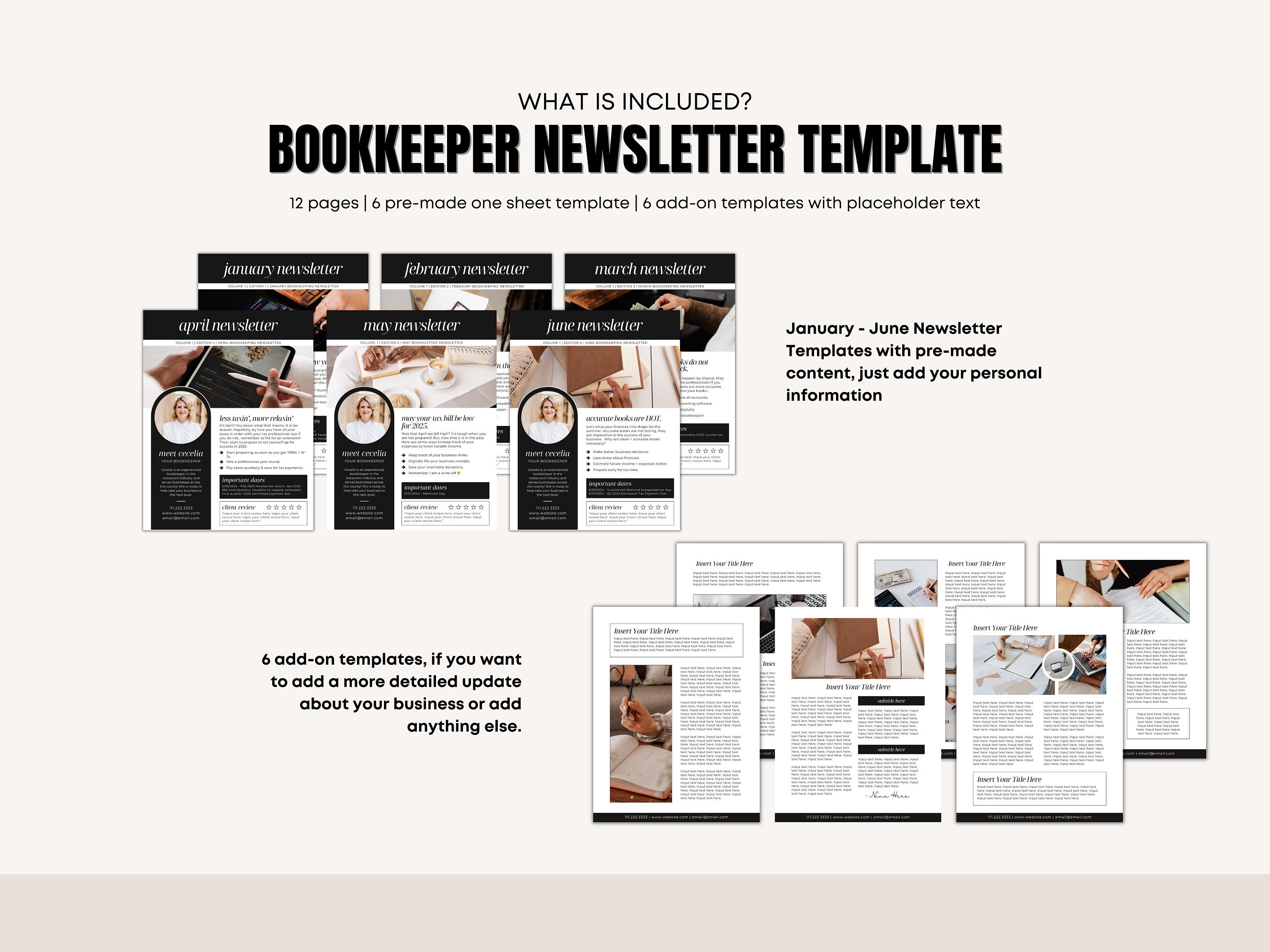 Bookkeeper 2024 Newsletter Templates | January - June Newsletter ...