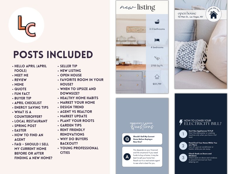 April Real Estate Posts April Real Estate Marketing - Etsy