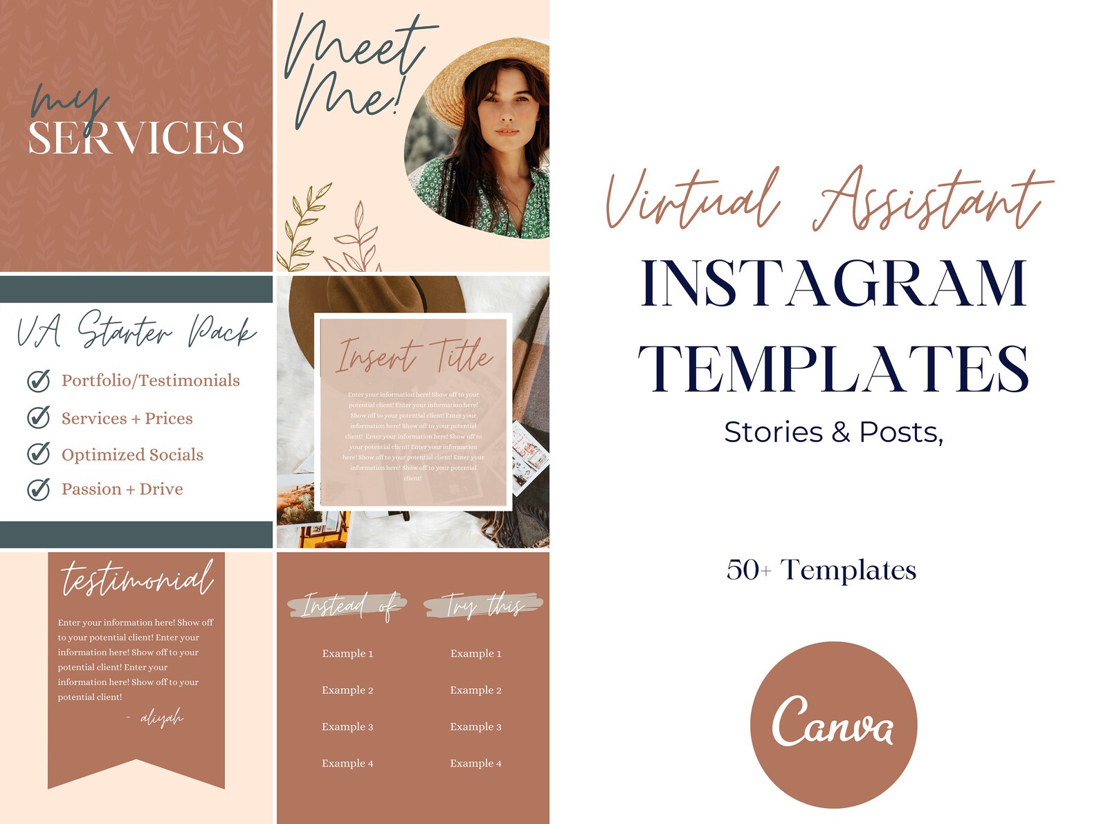 Virtual Assistant Social Media Templates VA Social Media | Etsy