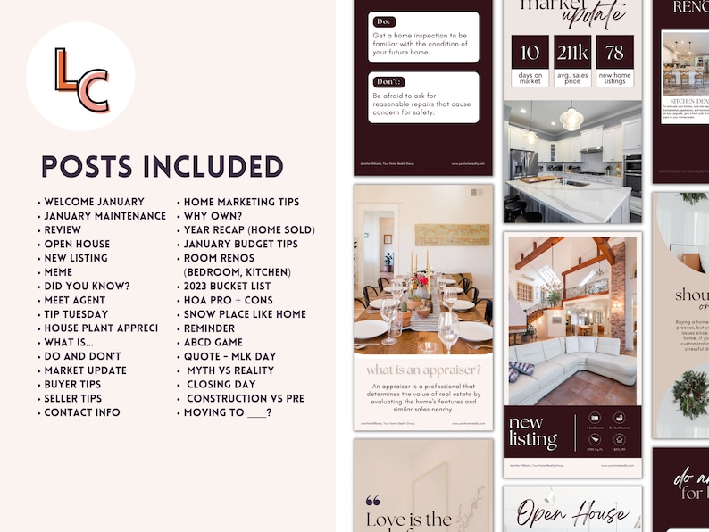 January Real Estate Posts New Year Real Estate Marketing - Etsy