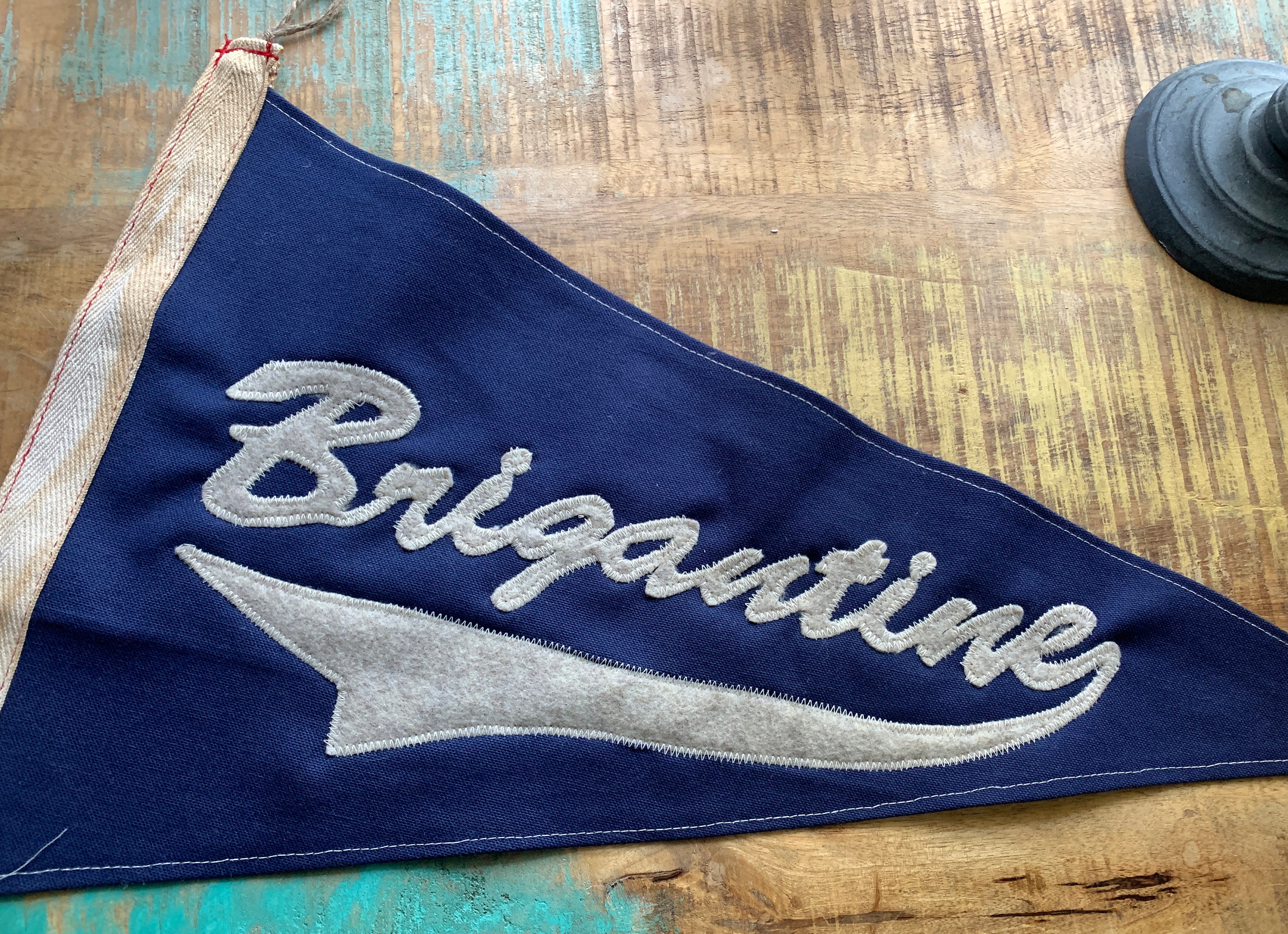 Brigantine Vintage Town Pennant - Hand Sewn - Etsy
