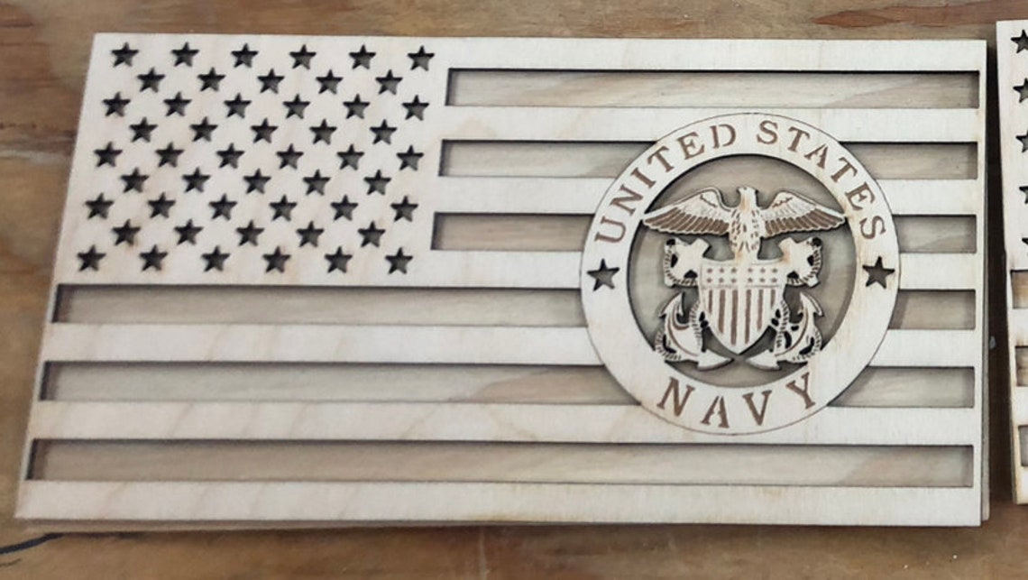 US Navy American Flag Laser Cut and Burn. Flag Gift for American ...