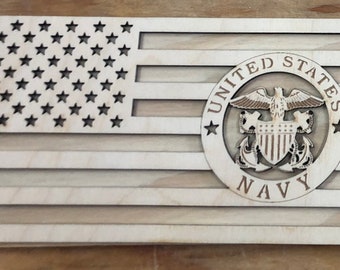 US Navy Logo for Laser Cut and Burn. Flag Gift for American Veteran ...