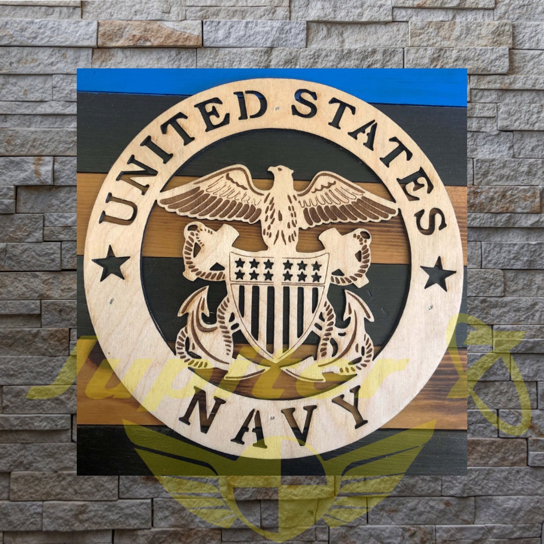 US Navy Logo for Laser Cut and Burn. Flag Gift for American Veteran ...