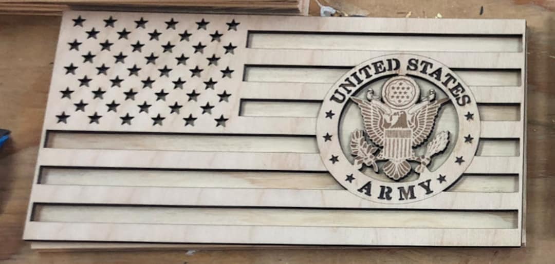US Army Flag American Flag Laser Cut and Burn. Flag Gift for American ...