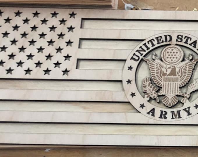 US Army Flag American Flag Laser Cut and Burn. Flag Gift for American ...
