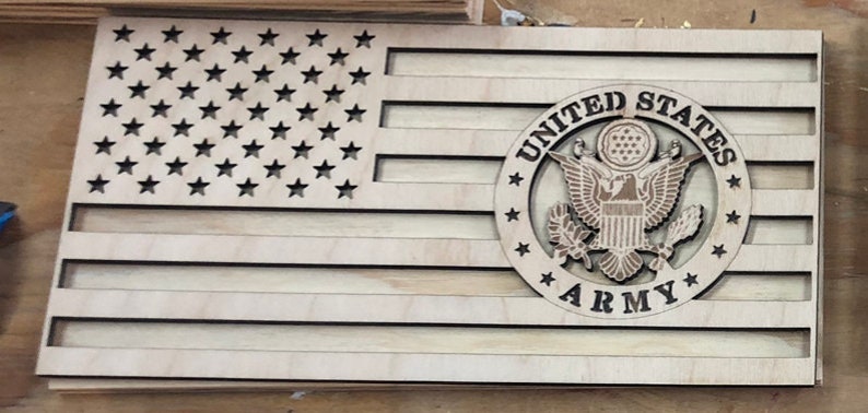 US Army Flag American Flag Laser Cut and Burn. Flag Gift for American ...