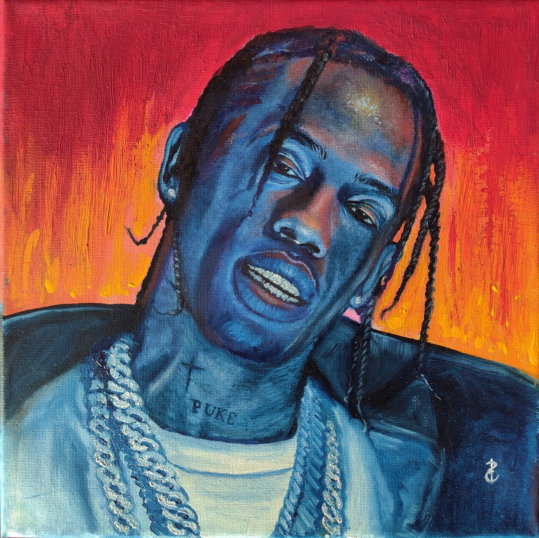 Travis Scott Original Oil Painting Artwork Wall Decor Home 12 | Etsy