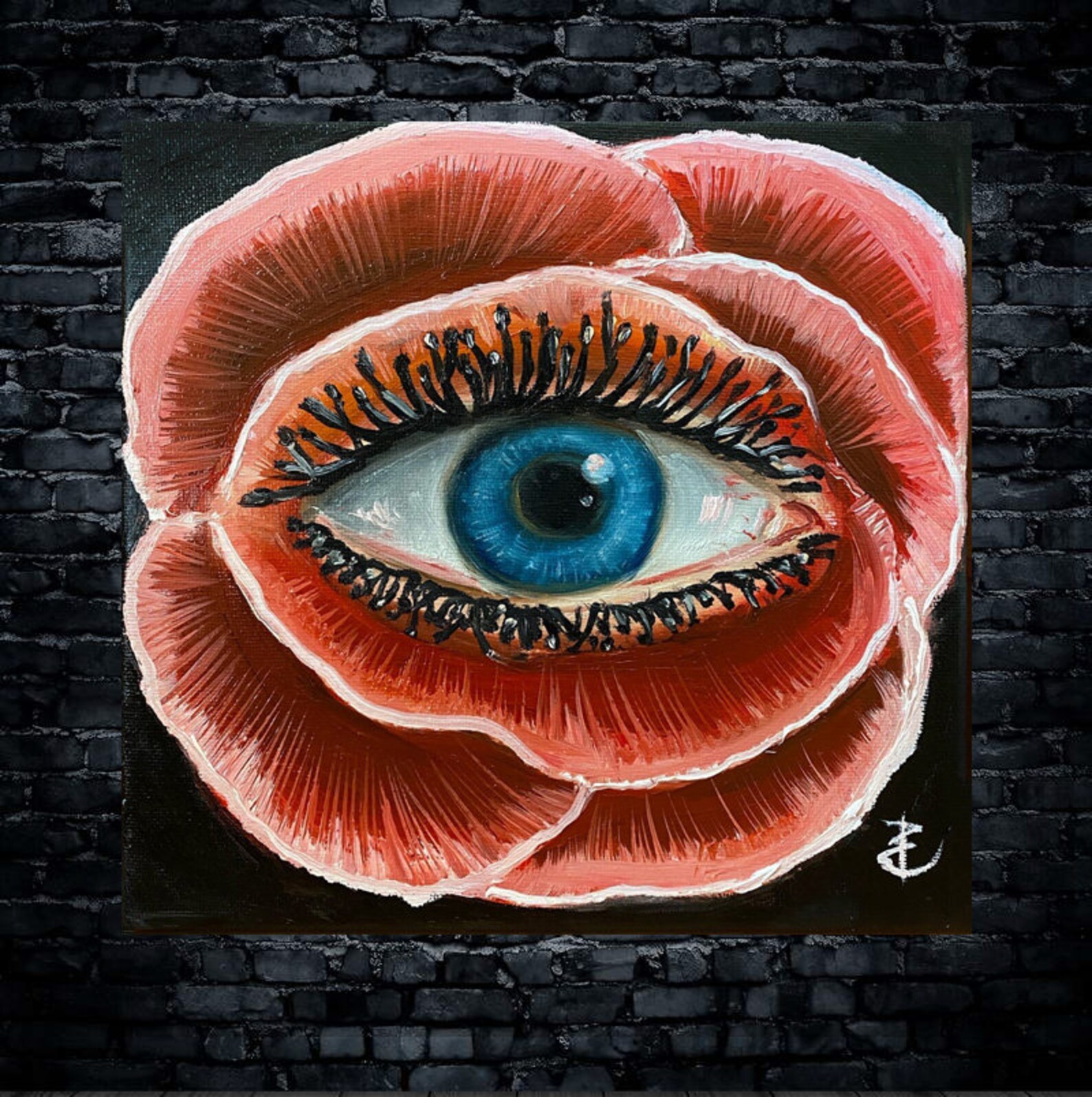 Poppy Eye Surreal Oil Painting Original on Canvas Gothic Art | Etsy