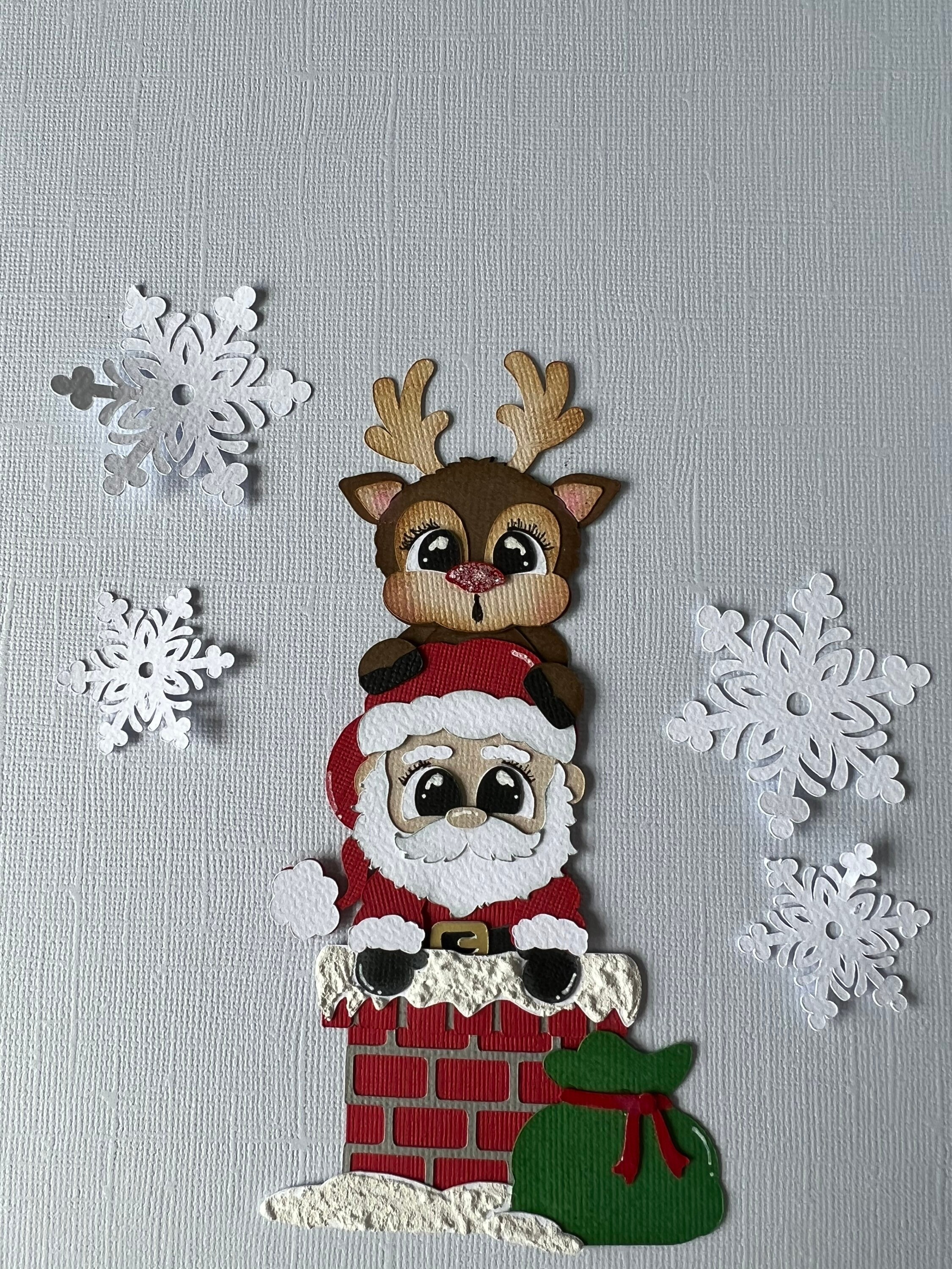Santa and Deer Paper Pieced Die Cut for Scrapbooking - Etsy
