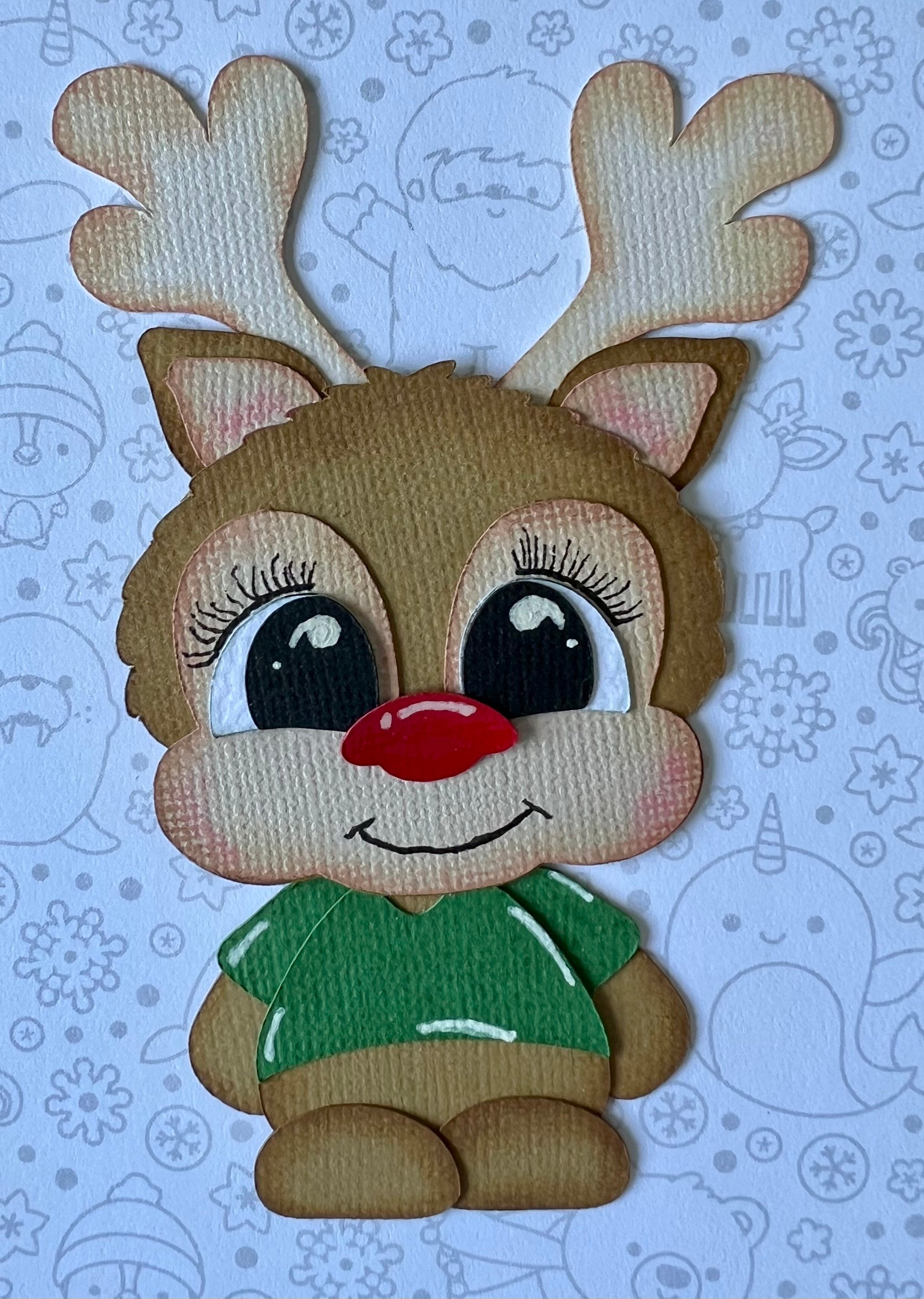 Christmas Reindeer Boy Die Cut Paper Pieced - Etsy