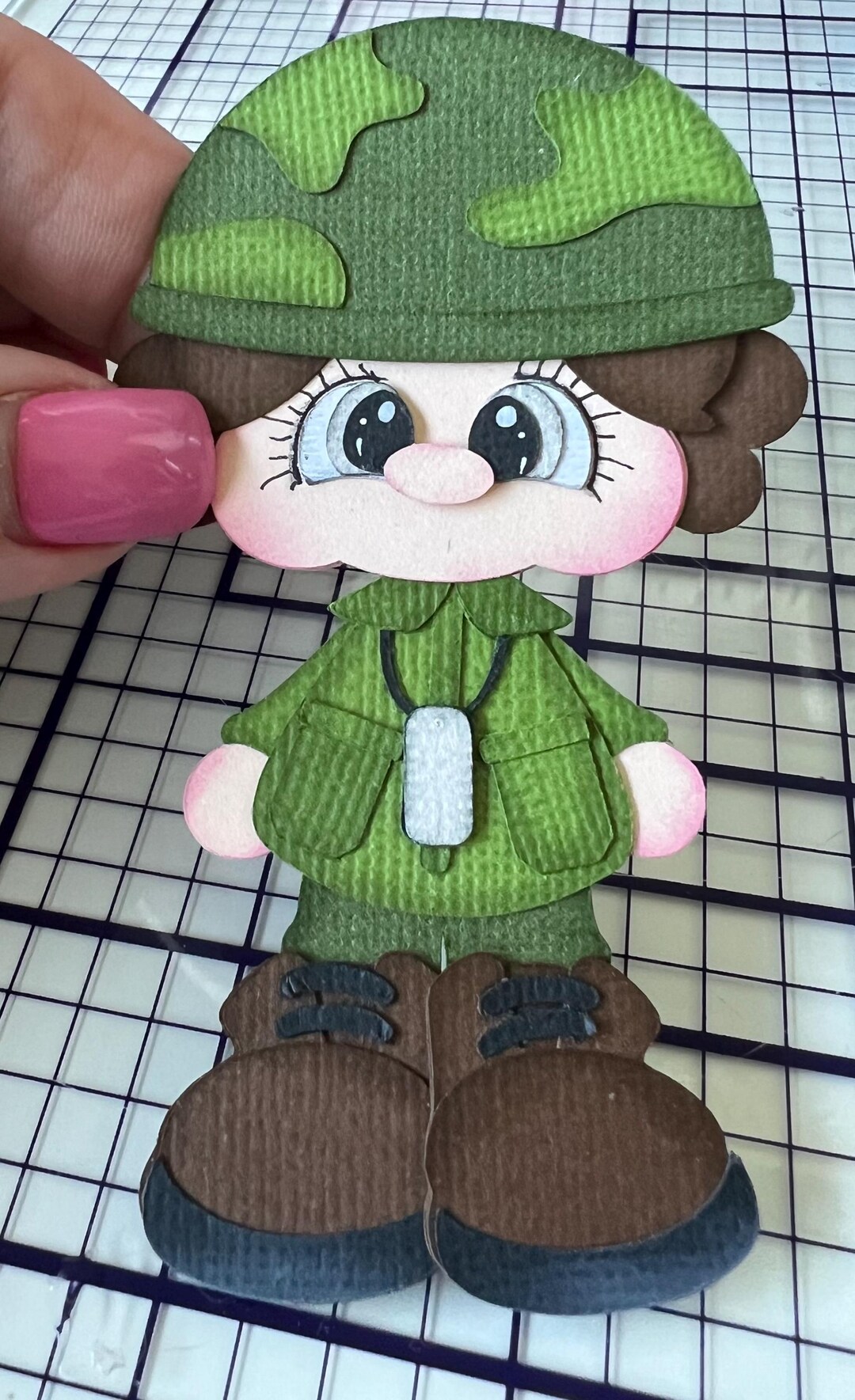 Army Woman Die Cut Paper Pieced Cute for Cards and Scrapbooks Made by ...