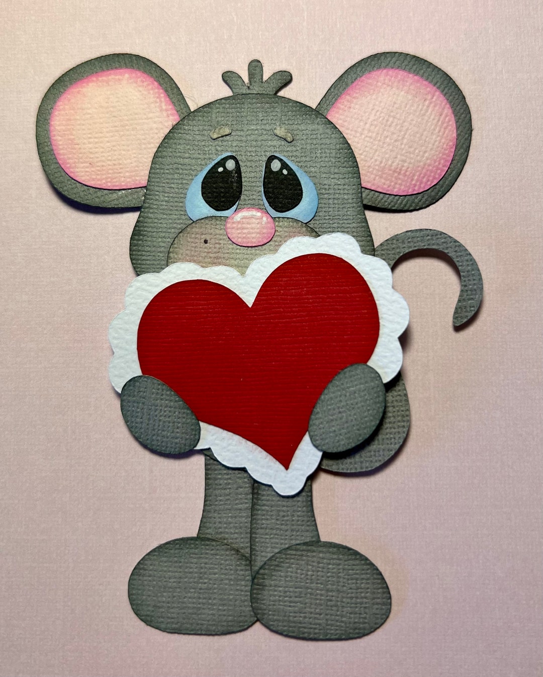Valentine Mouse Die Cut Paper Pieced for Scrapbook and Cardmaking - Etsy