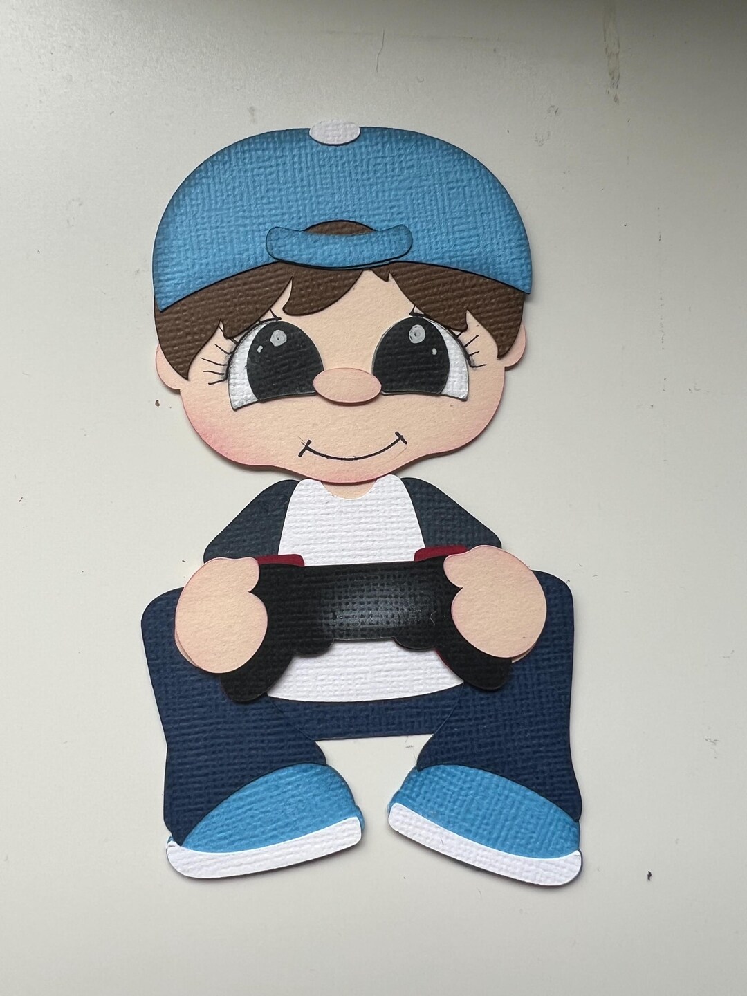 Gamer Boy Brown Hair Die Cut Paper Pieced for Your Scrapbook Layouts or ...