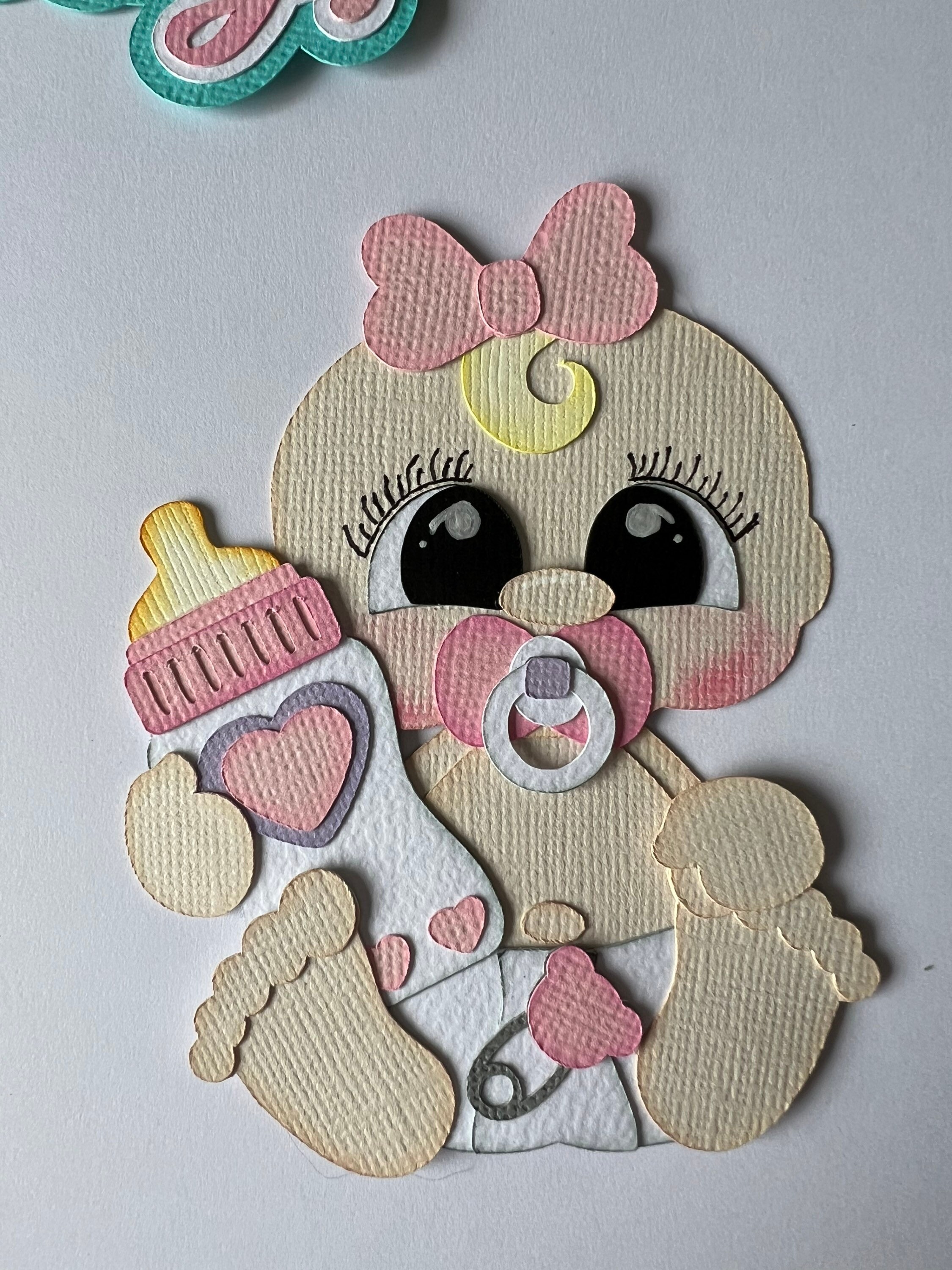 Baby Girl Die Cut Paper Pieced for Cardmaking and Scrapbooking - Etsy