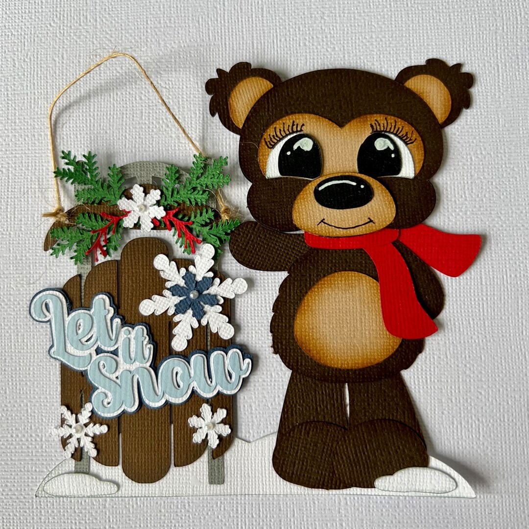 Snow Sled Bear Die Cut Paper Pieced for Scrapbooks and Cardmaking - Etsy