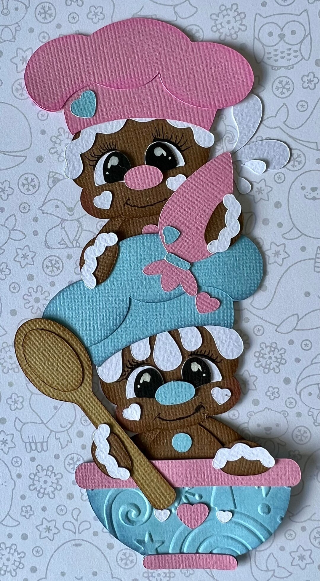 Xmas Baking Set Pastel Colours Die Cut Paper Pieced for Cardmaking and ...