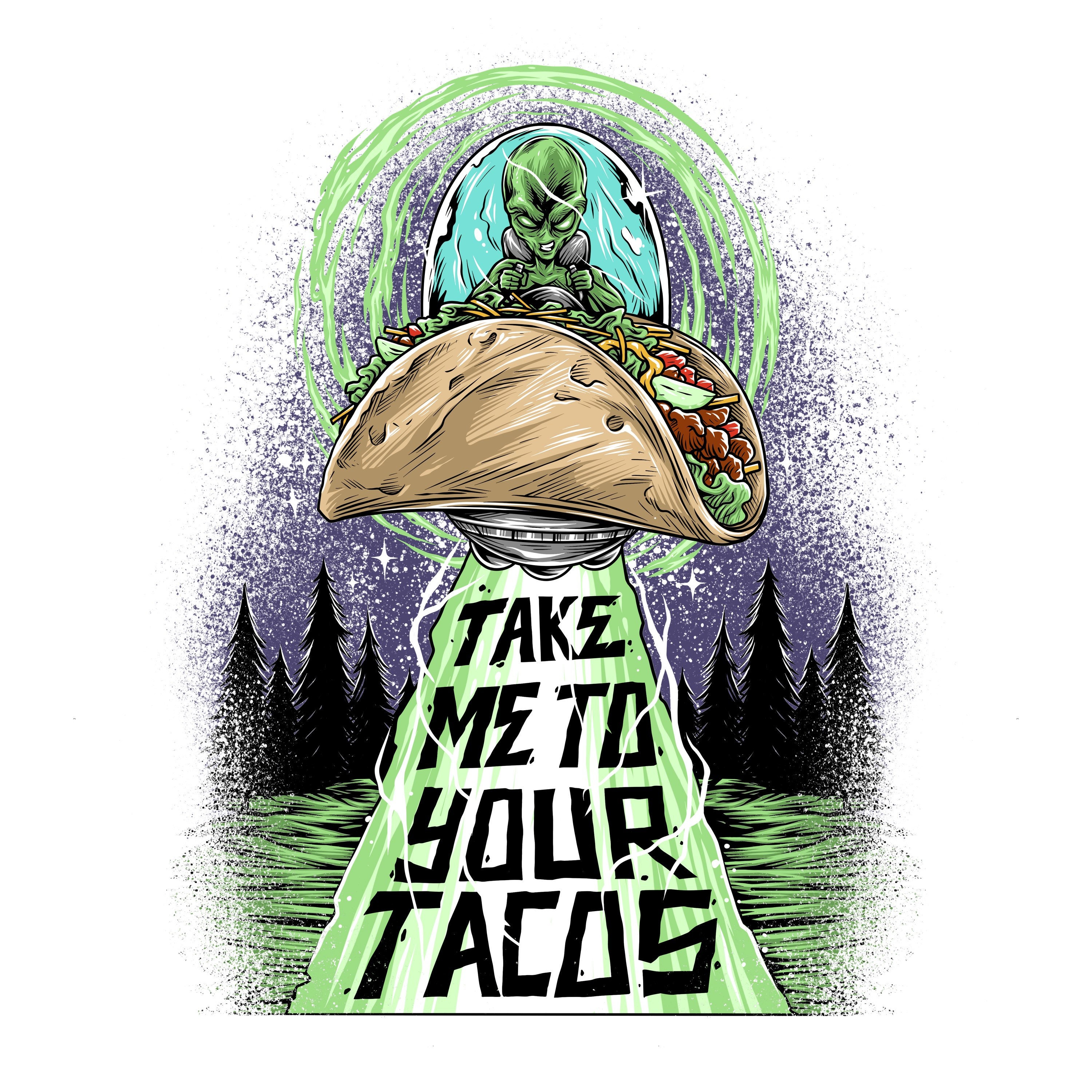 Take me to your tacos Alien Sticker | Etsy