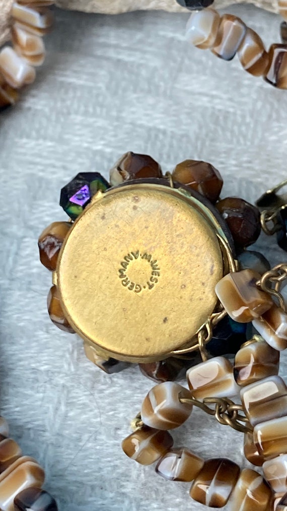 West Germany glass necklace, brown glass necklace, mu… - Gem