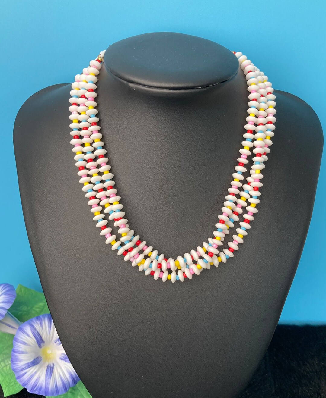 Vintage West Germany Necklace, West Germany Multi Strand Necklace, Vintage Milk Glass Necklace ...