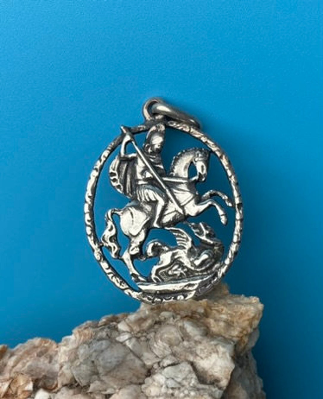 Antique St George Pendant, 800 Silver St George Pendant, Antique Dragon ...