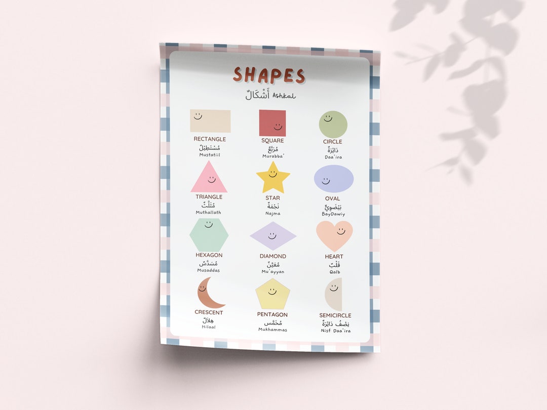 Arabic Learning Poster, Shapes in Arabic, Easy Learn Arabic With Fun ...