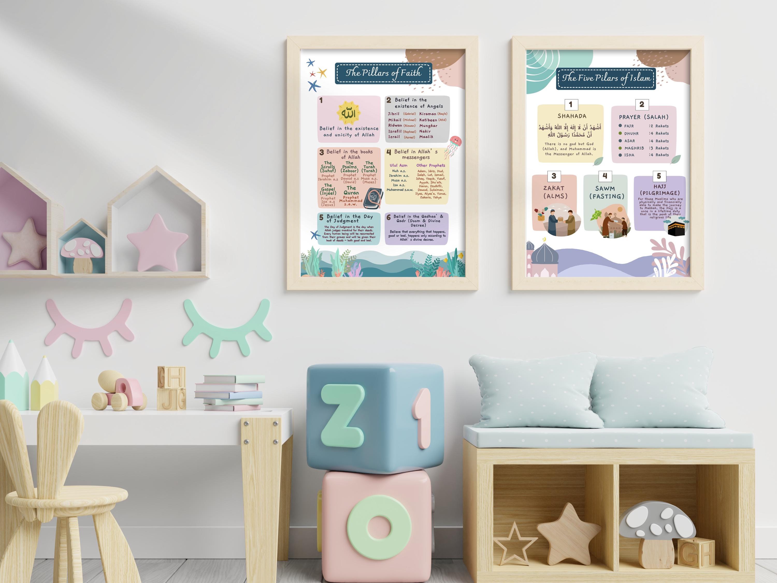 The 5 Pillars of Islam Poster, Muslim 6 Pillars of Faith for Kids ...