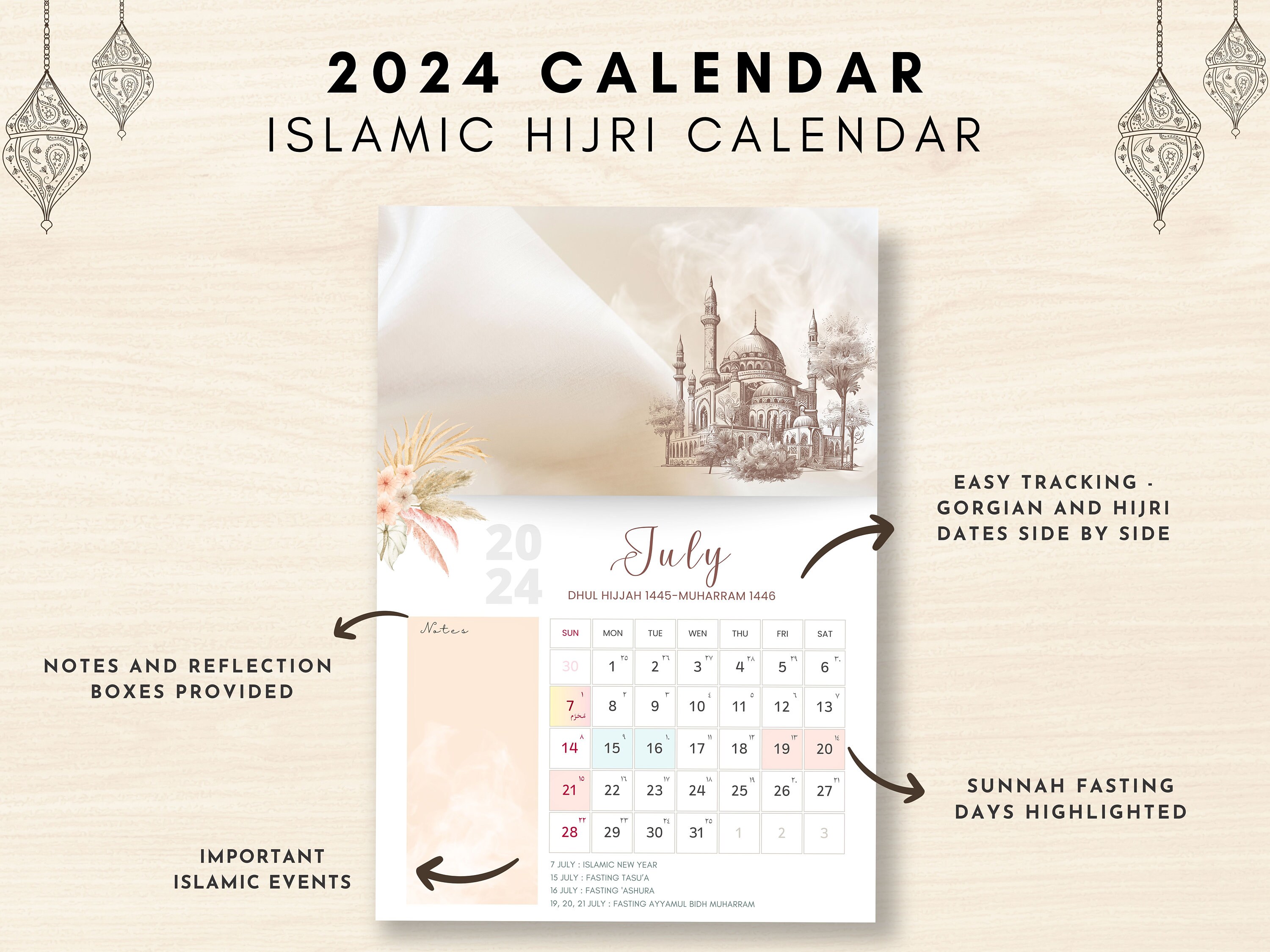 2024 Islamic Calendar For Productivity Islamic Hijri Timeline 1445 ...