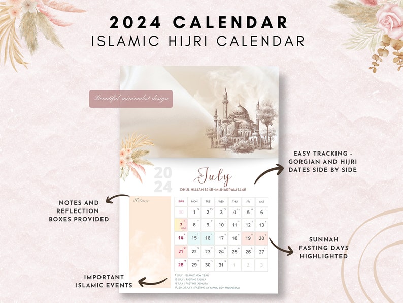 2024 Islamic Calendar for Productivity Islamic Hijri Timeline 1445 ...