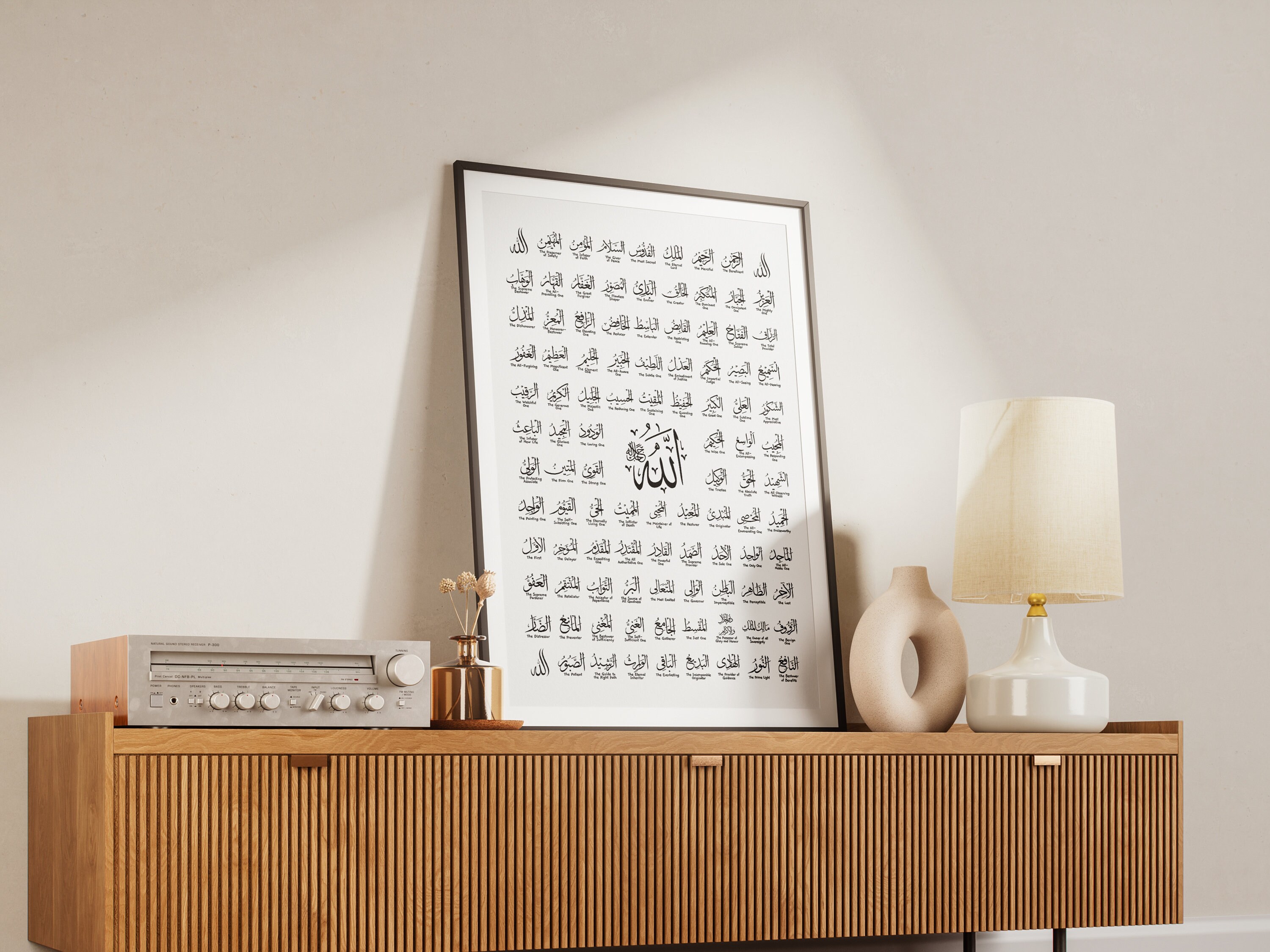 99 Names of Allah With Meaning, Asma Ul Husna Poster Islamic Wall Art ...