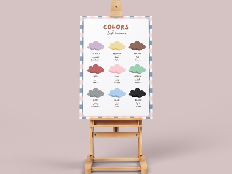 Bilingual Arabic English Poster, Colors in Arabic for Kids, Arabic for ...