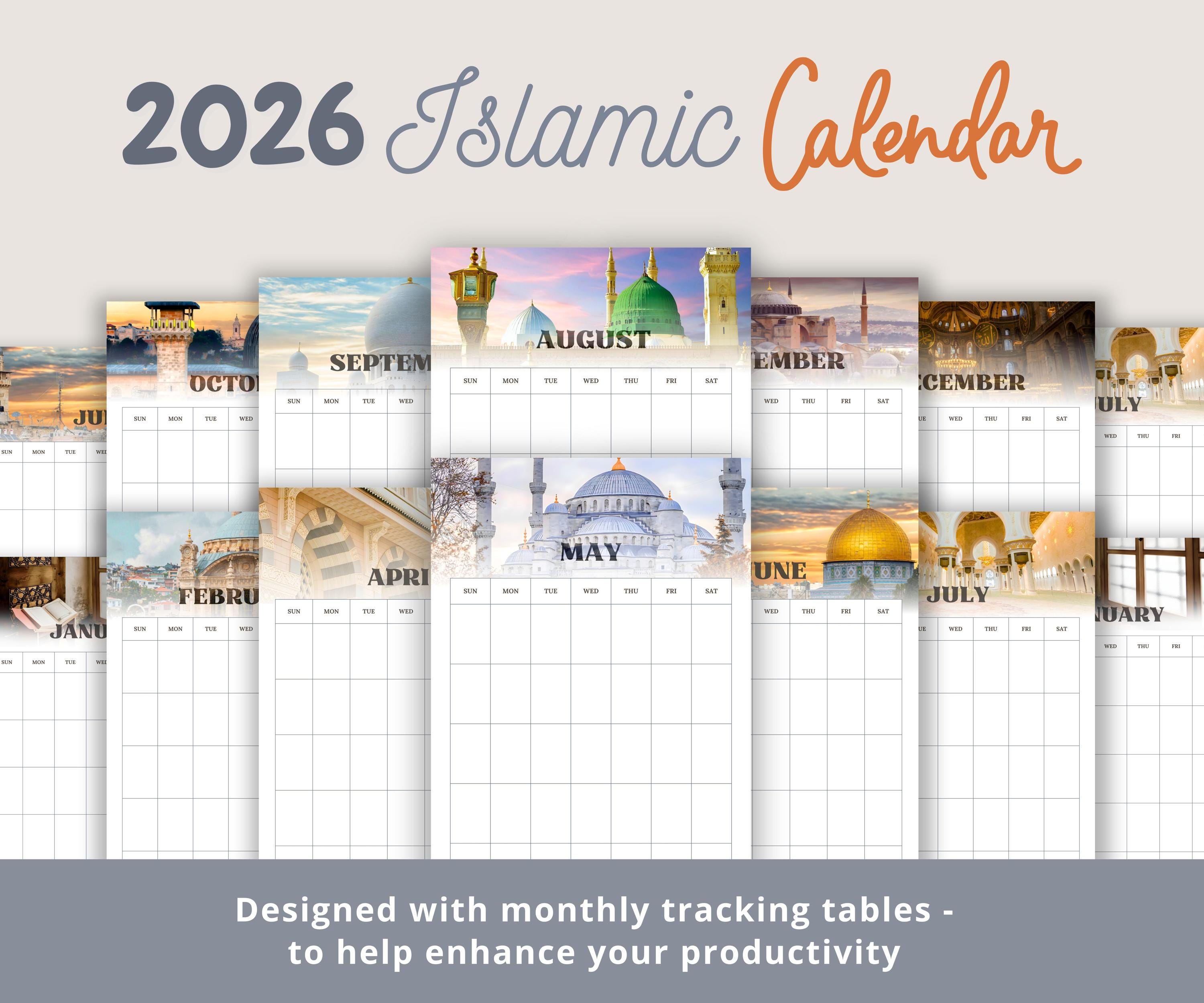 2026 Islamic Calendar Mosque Edition Digital, Muslim Calendar ...
