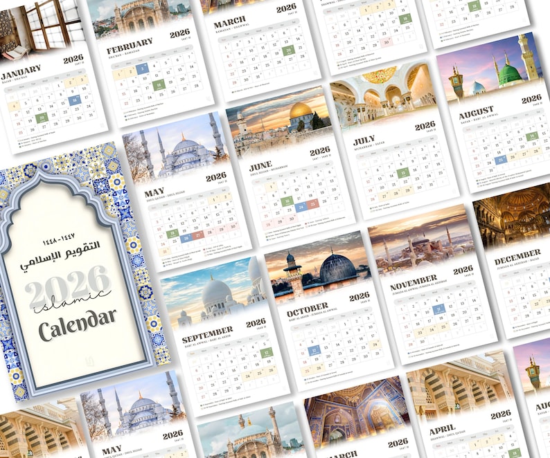 2026 Islamic Calendar Mosque Edition Digital, Muslim Calendar ...