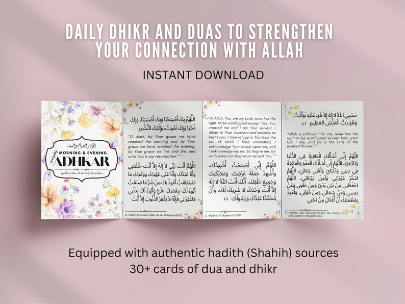 Muslim Daily Dua Flashcard, Digital Daily Dhikr Card, Everyday Dhikr ...