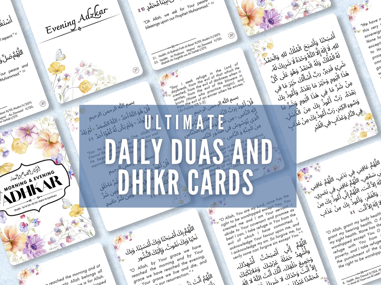 Muslim Daily Dua Flashcard, Digital Islamic Dua Cards, Daily Dhikr Card ...