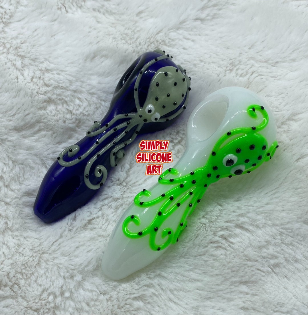 Glass Pipe, Octopus Pipe, Glow in the Dark Pipe, Octopus Glass Pipe ...