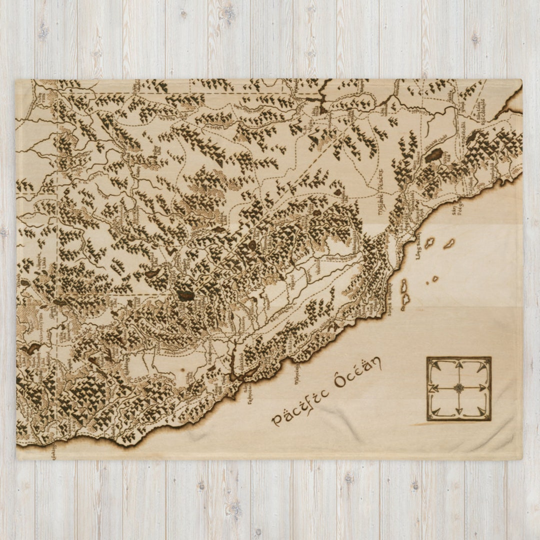 California Lord of the Rings Map Throw Blanket - Etsy