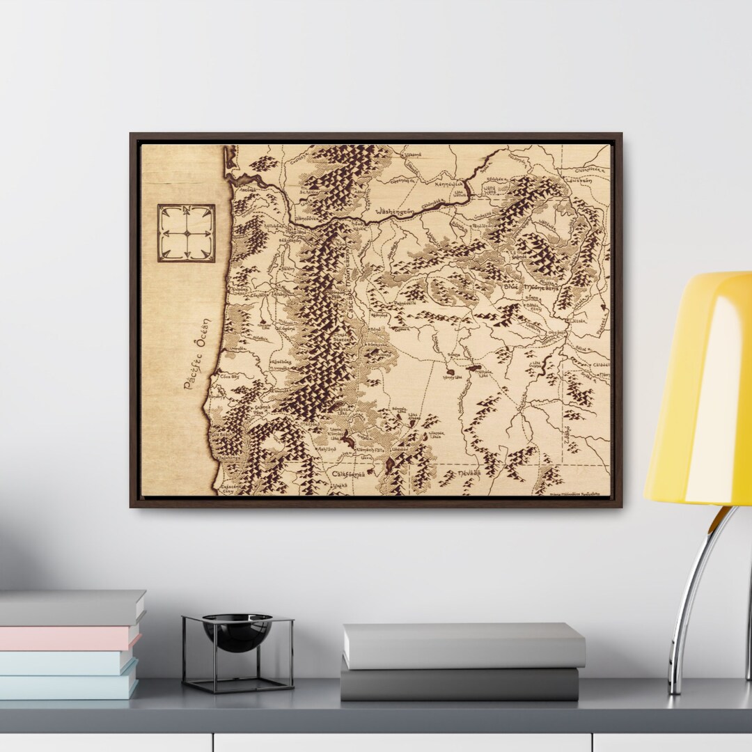 Oregon Lord of the Rings Inspired Map Gallery Canvas Wraps, Horizontal ...