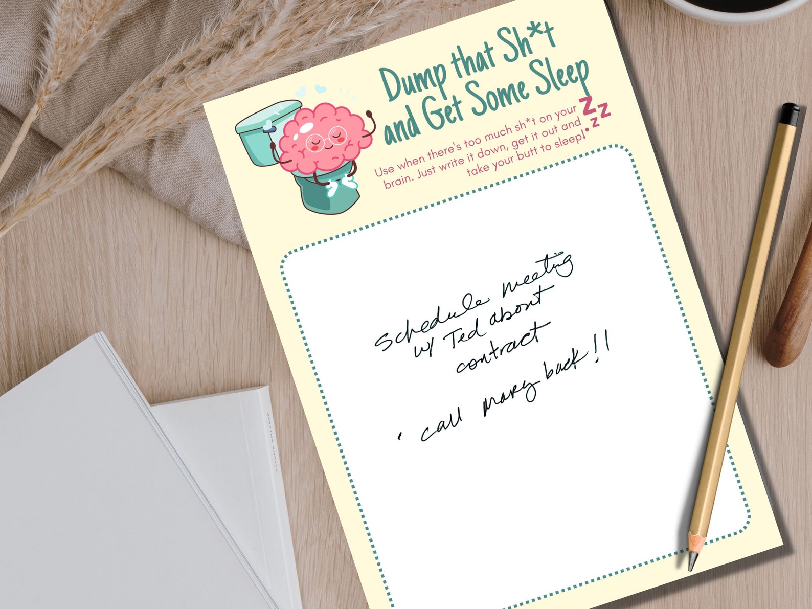 Brain Dump Notepad - Get Things Out of Your Head so You Can Sleep ...