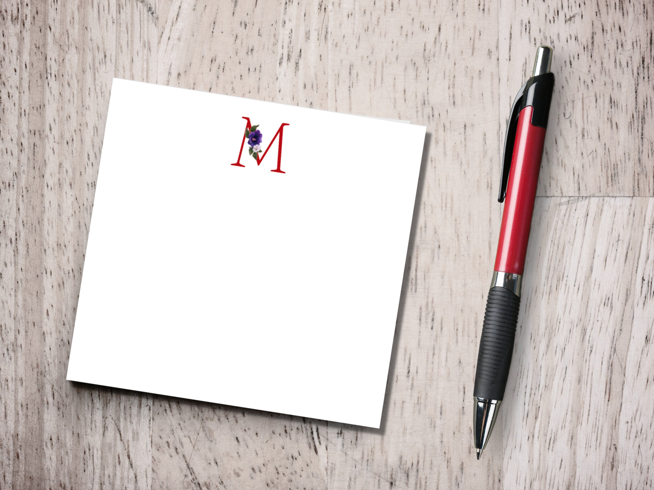 Personalized Sticky Notes in Red With African Violet, Custom Letter ...