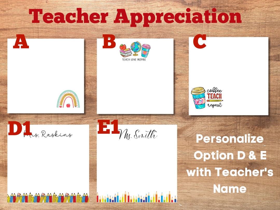 Personalized Sticky Notes for Teachers, Custom Post-it Notes, Teacher ...