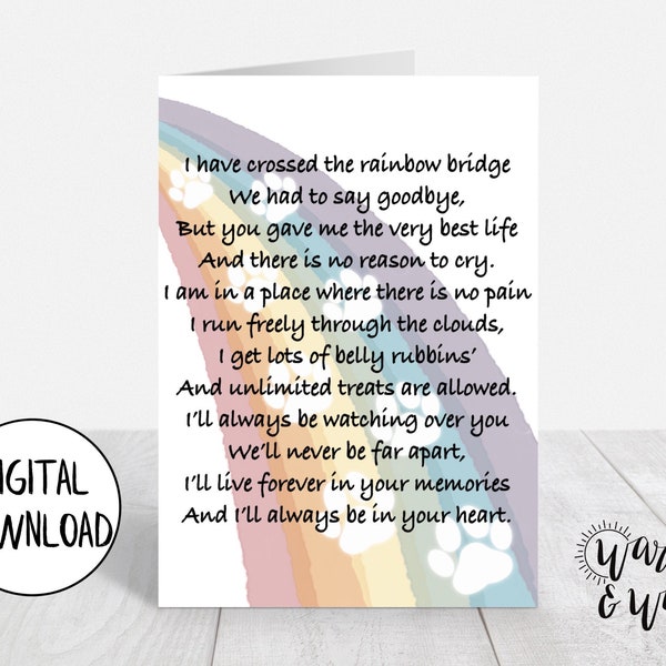 Rainbow Bridge Card - Etsy